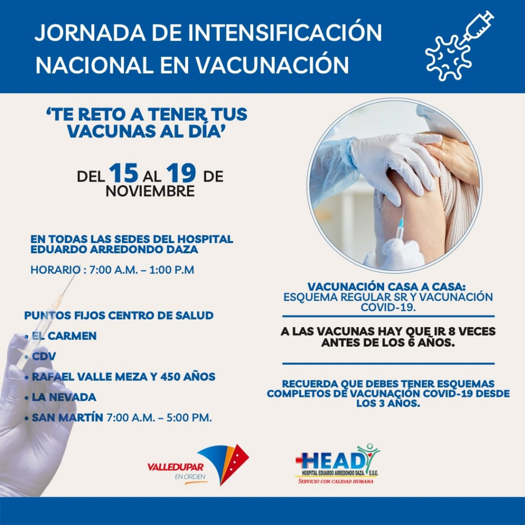 Jornada nacional de vacunación “Te reto a tener tus vacunas al día” Del ...